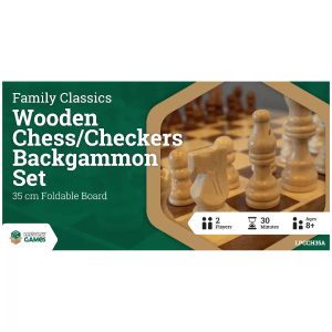 35cm Wooden Folding Chess/Checkers/Backgammon Set | MTM